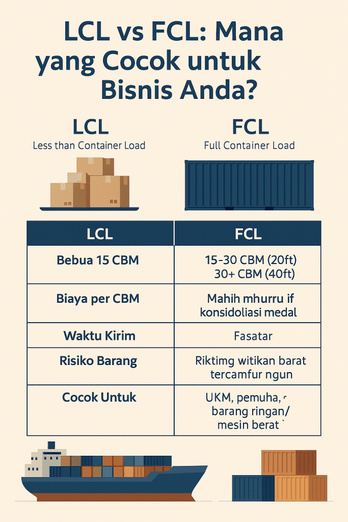 Perbedaan LCL Vs FCL: Panduan Lengkap Impor 2025 - HSH |Jasa Import & Export